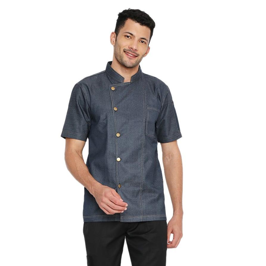 Executive Denim Half Sleeve Chef Coat - Free Embroidery
