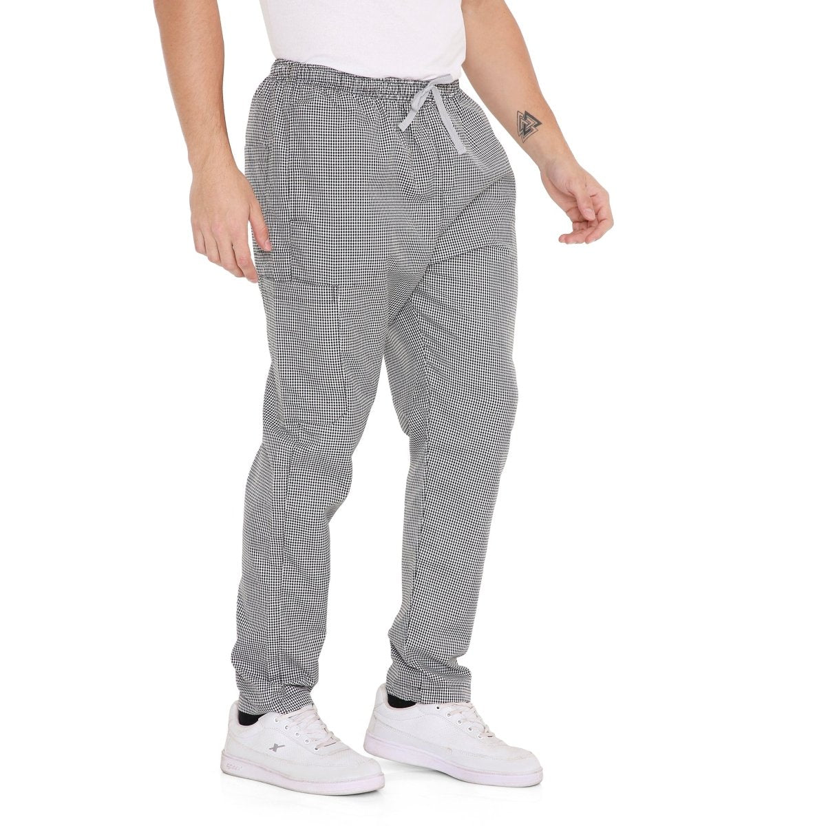 Shop Full Elastic Chef Pant / Chef Trouser in checks pattern